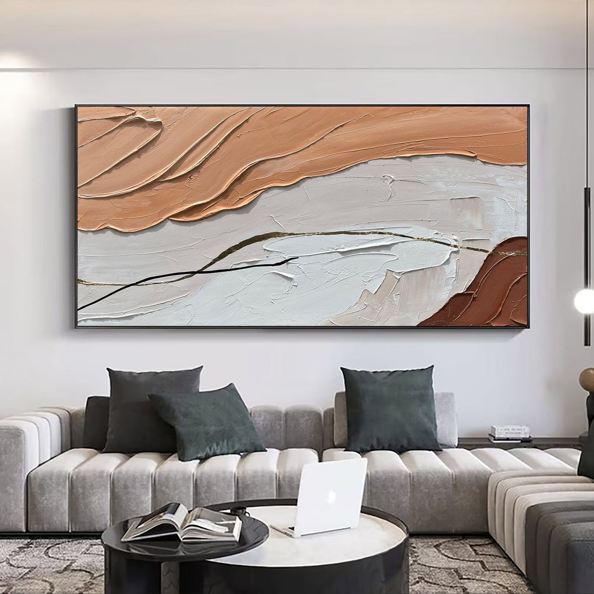 Oversize Terracotta Beach Texture Abstract Painting on Canvas ...